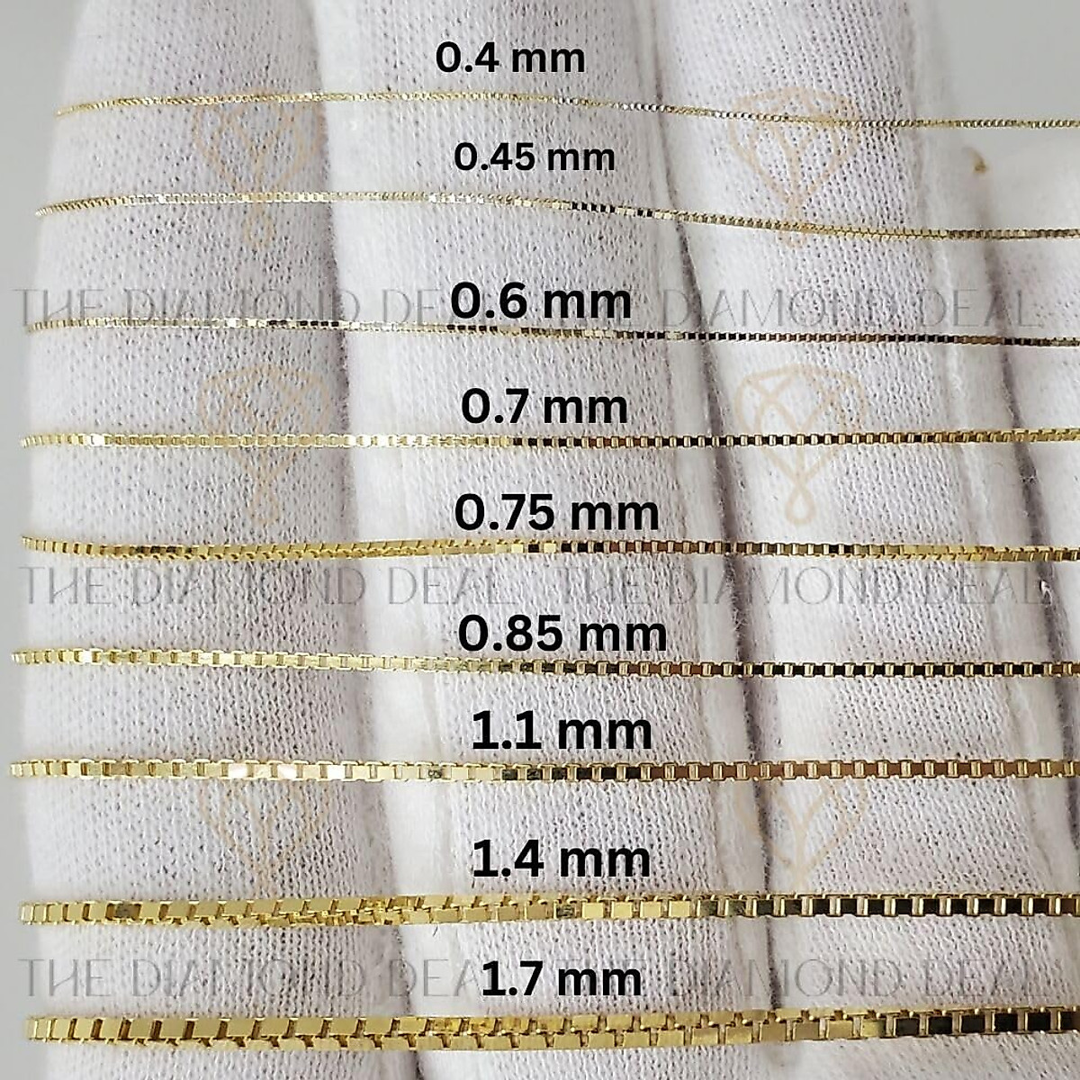 The Diamond Deal 14K Yellow or White or Rose/Pink Gold 0.60mm Shiny Classic Box Necklace Chain For Pendants and Charms for Women and Girls with Spring Ring Clasp (17" And white-gold)