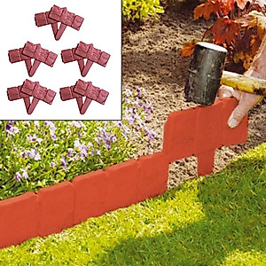 Tubayia Pack of 10 Lawn Edging Flower Bed Edging Imitation Stone Garden Fence for Garden Decoration (Orange)