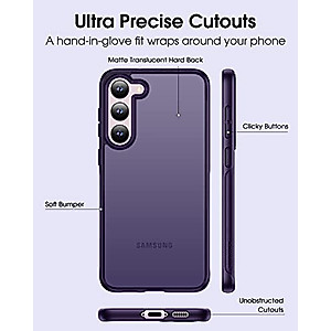 CASEKOO Genuine Official for Samsung Galaxy S23 Plus case (10FT Military Drop Protection) (Zero-Smudge Tech) Translucent Hard Back & Soft Bumper, Protective Slim Thin S23 Plus Case 6.6'' 2023, Purple