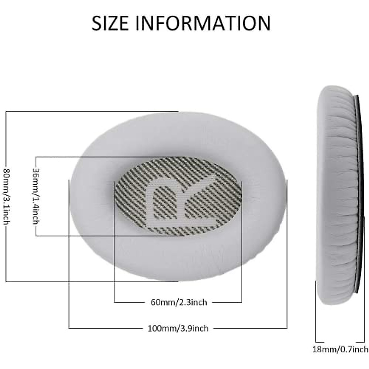 T Tersely Replacement Earpads Cushions for Bose QuietComfort 35 II/45 (QC35/QC45/QC35 II) Headphones, Complete with QC35 Shaped Scrims with 'L and R' Lettering QC2 QC15 QC25 Sound True Ear Pads (Grey)