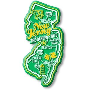 New Jersey Premium State Magnet by Classic Magnets, 1.6" x 3.5", Collectible Souvenirs Made in The USA