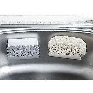 QTMY 2 Pack Sponge Holder, Kitchen Sink Storage Organizer, Sink Caddy Rust Proof, Water Proof & No Drilling,Gray and Beige