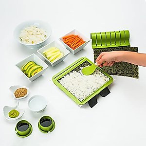 SushiQuik Sushi Making Kit | Sushi Kit for Beginners | Sushi Rolling Kit w/Unique Frame for Exact Amount of Sushi Rice on Every Sushi Seaweed Sheets | Sushi Maker Kit | Sushi Rolling Kit | Sushi Mat