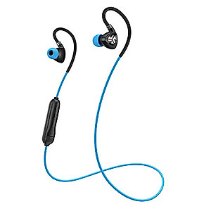 JLab Fit 2.0 Bluetooth Enabled Wireless Sports Earbuds | Bluetooth 4.1 | 10mm Titanium Drivers | 6 Hour Battery Life | IP55 Sweatproof | Flexible Memory Wire | Blue