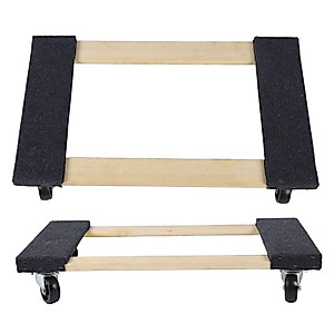 2 Set Furniture Dolly Versatile Rugged Rustproof Carpeted Top Hardwood Moving Dolly for Transporting Appliances Goods