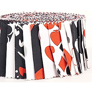 Soimoi 40Pcs Poker Card Print Cotton Precut Fabrics for Quilting Craft Strips 2.5 inches Jelly Roll - White & Black