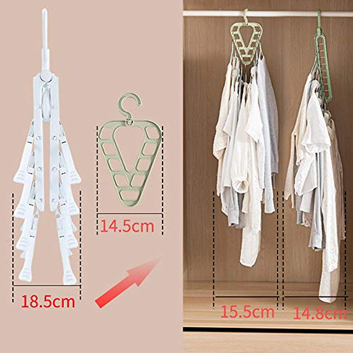 Household Clothes Hanger Storage Rack Drying Rack,9-Hole Magic Clothes Hanger Closet Organizer Space Saving Multi-Function Wardrobe Hanger(Green)