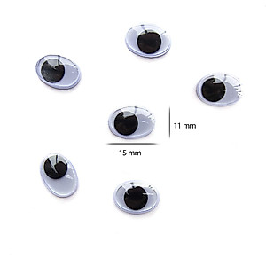 Riverbyland 100 PCS Self Adhesive Oval Wiggle Eyes Toy for Crafts Decorations 11x15mm