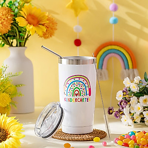 Patelai Kindergarten Teacher Appreciation Gifts Kindergarten Travel Tumbler with Straw 20 oz Thank You Gifts for Kids Teacher Travel Mug Teacher Gifts for Graduation Teachers Birthday Gifts