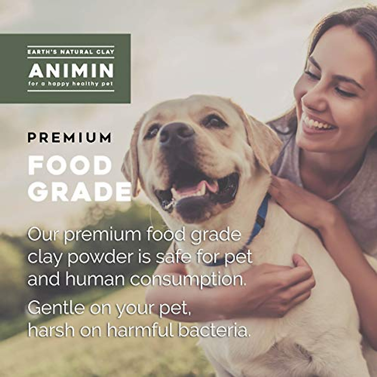 Earth's Living Animin Calcium Bentonite Clay for Pets | 13 oz | Alkalizing Detox Powder Relieves Arthritis, Diarrhea etc | Cleanses Toxins, Parasites, Bacteria | Supports Digestive and Immune System