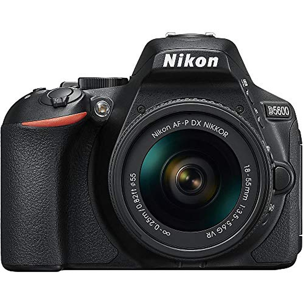 Nikon D5600 DSLR Camera with 18-55mm Lens (1576) + 4K Monitor + Pro Headphones + Pro Mic + 2 x 64GB Cards + Case + Corel Software + Tripod + 3 x EN-EL14A Battery + More (International Model) (Renewed)