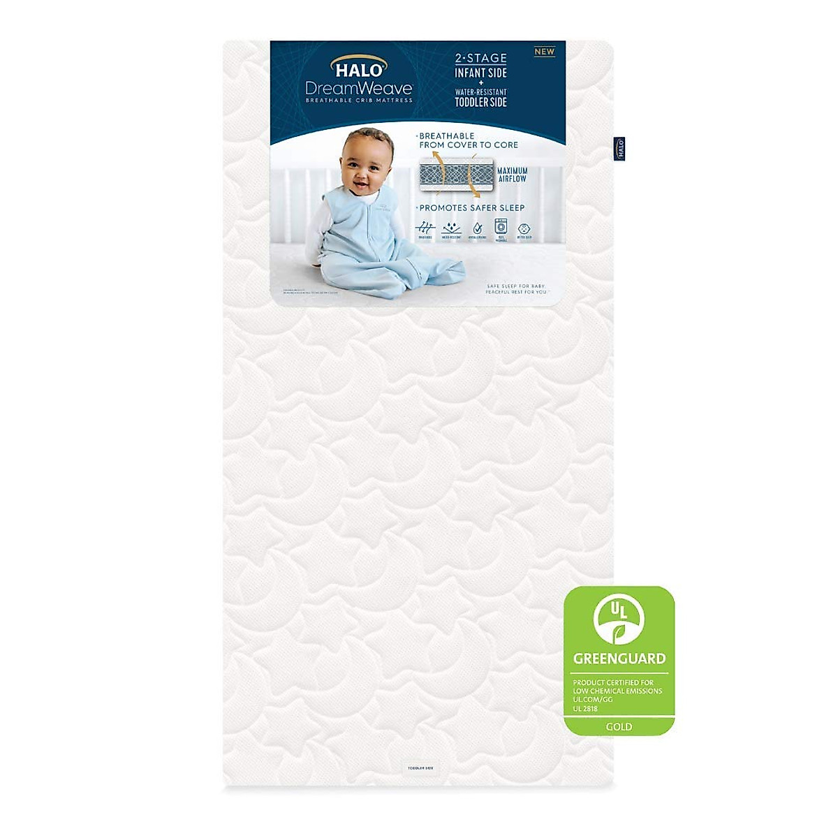 HALO DreamWeave Breathable Mesh Baby Crib Mattress and Aden + Anais Essentials Classic Crib Sheet, White