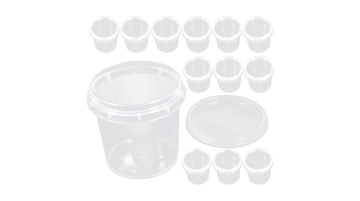 Toyvian 18 Mini Clear Plastic Storage Buckets 150ml