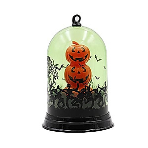 Ochine Halloween Snow Globe Lantern Decoration Lighted Garden Halloween Pumpkin Rustic Lantern Battery Operated Led Lamp Candle Fall Decorations Halloween Party Haunted House Home Tabletop Decor