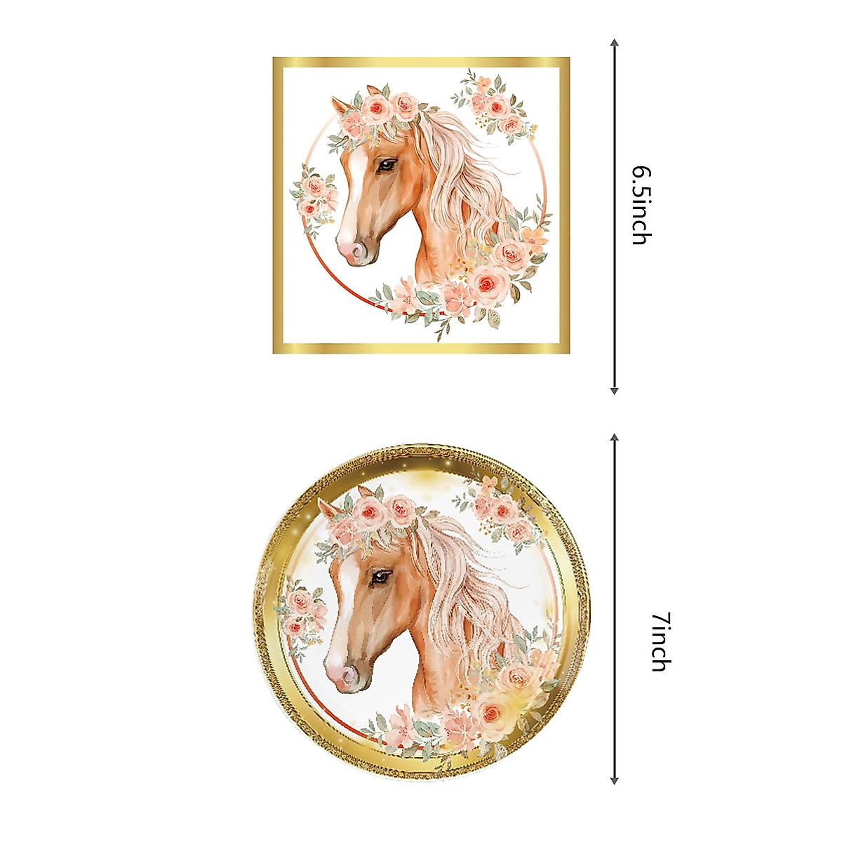 Horse Birthday Party Supplies, 20 Plates and 20 Napkins, Cowgirl Wild Horse Birthday Party Baby Shower Decorations Supplies Paper Plates Napkins for Girls Kids 20 Guests