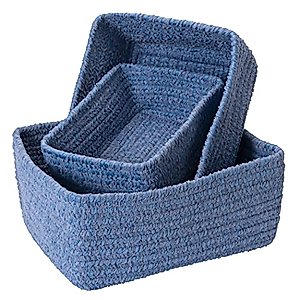 Colonial Mills Chenille Soft Nursery Nesting 3-Piece Basket Set Ice Blue