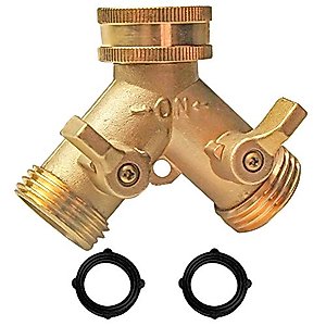 Xiny Tool Brass Garden Hose Splitter (2 Way), Solid Brass Hose Y Splitter 2 Valves with 2 Extra Rubber Washers