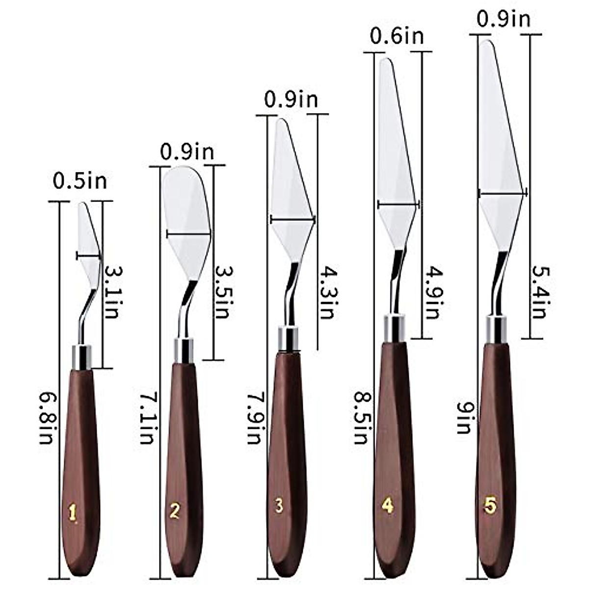 Cake Cream Spatula 5 Pieces/Set Stainless Steel Frosting Spatula Baking Pastry Tool Mixing Scraper Set Cake Icing Oil Painting Decorating Scraper Cream Toner Tool