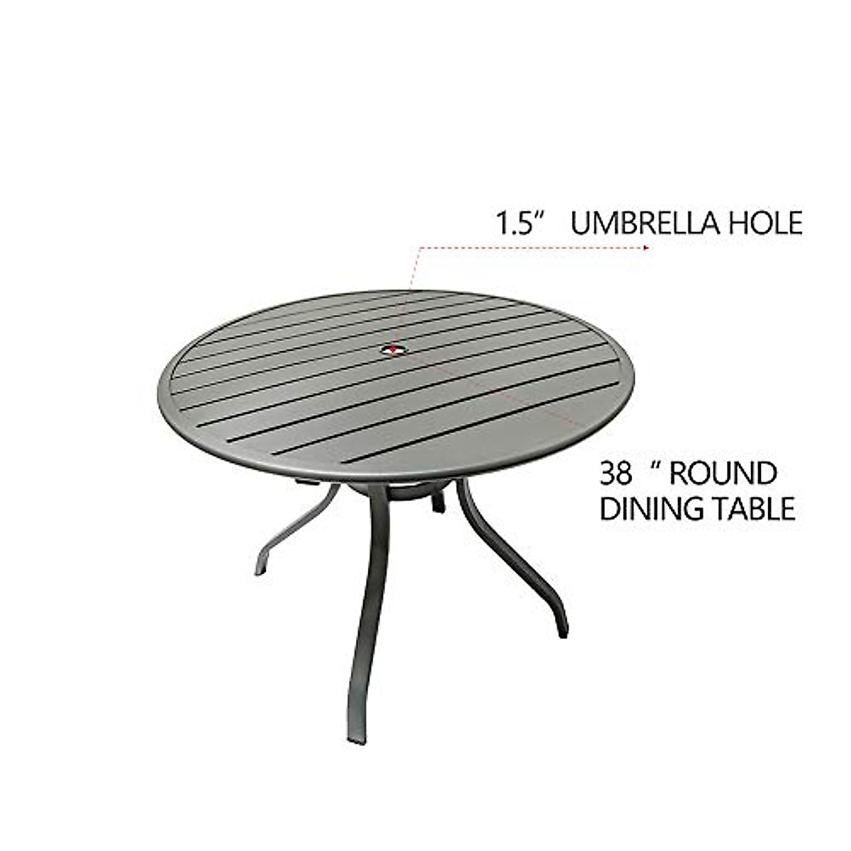 LEVELEVE 5 Piece Patio Dining Set,Outdoor Furniture 4 Textilene Chairs & 1 Round 38"x 38" Metal Slatted Table with 1.5" Umbrella Hole,Outside Porch Deck Balcony Backyard Set for 4