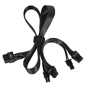 Certusfun PCIE Cable for EVGA, 65CM Male to Male 8 Pin to Dual 6+2 Pin GPU Power Cable for EVGA G+ G2 G3 G5 G6 GA GM GT P2 P3 P5 P6 P+ T2 T3 (65cm+15cm)