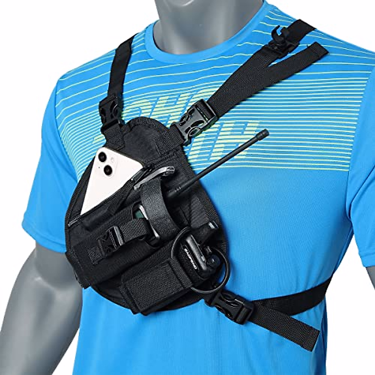 ABBREE Radio Chest Harness Holder Adjustable Shoulder Chest Front Pack Two Way Radio Pouch Holster Vest Rig Walkie Talkie Case for Arcshell Retevis Baofeng UV-5R/5G UV-82 BF-888S ST20