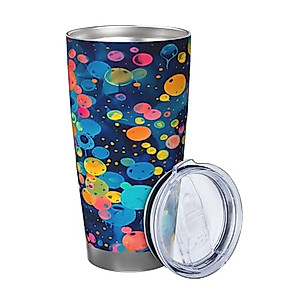 AYCZN Fluorescent Spots 20 OZ Tumbler Stainless Steel Travel Coffee Mug, Colorful Insulated Water Bottle with Lid and 2 StrawsLeakproof Thermal Cup