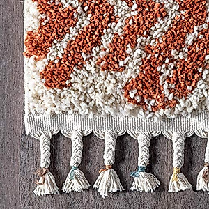 nuLOOM Zuri Shaggy Banded Tribal Area Rug, 5' 3" x 7' 3", Rust