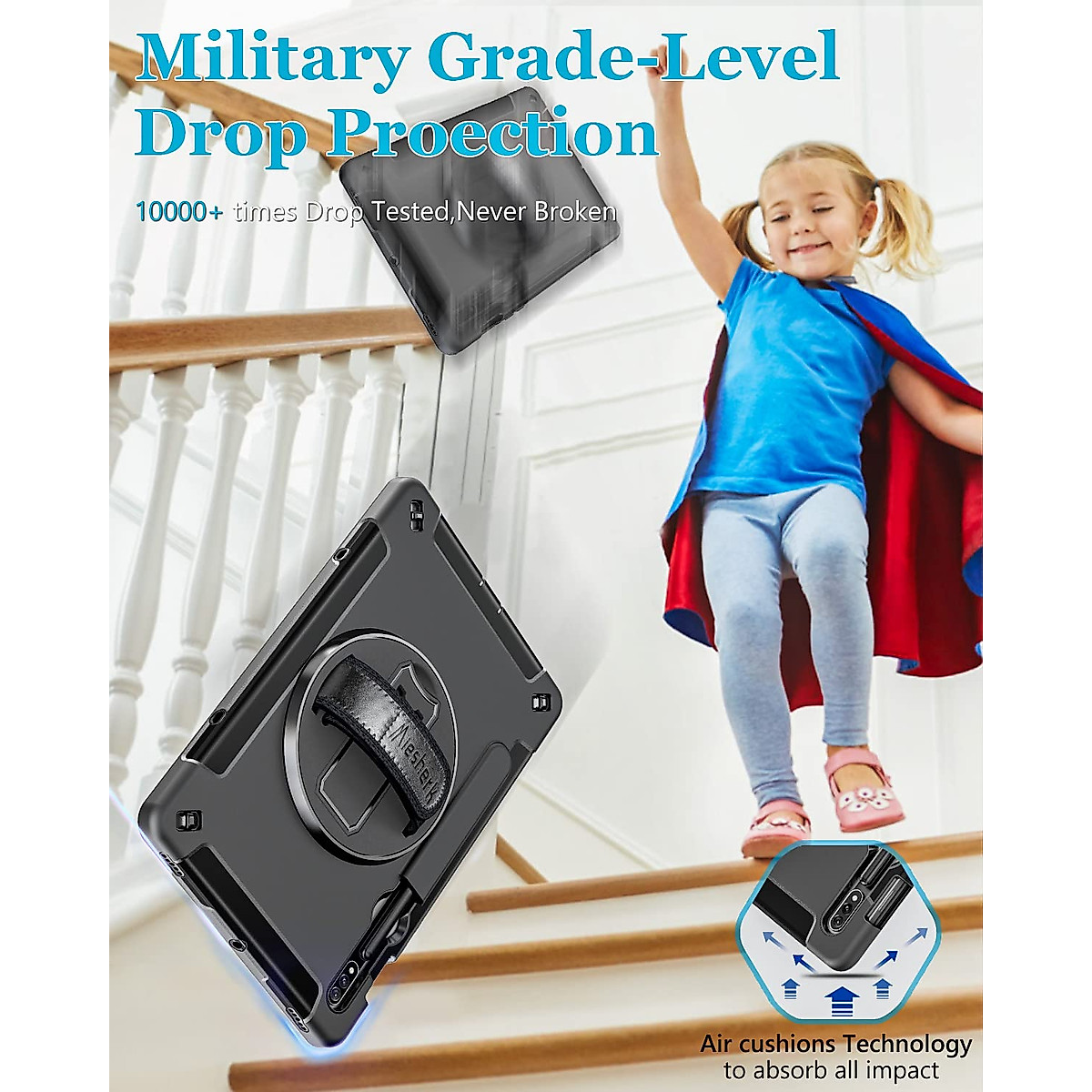 Case for Samsung Tab S7/S8 11 Inch 2022: Military Grade Shockproof Protective TPU Cover for Galaxy Tablet S7 11 Inch 2020 W/Stand - Handle - Shoulder Strap - S-Pen Holder -Red