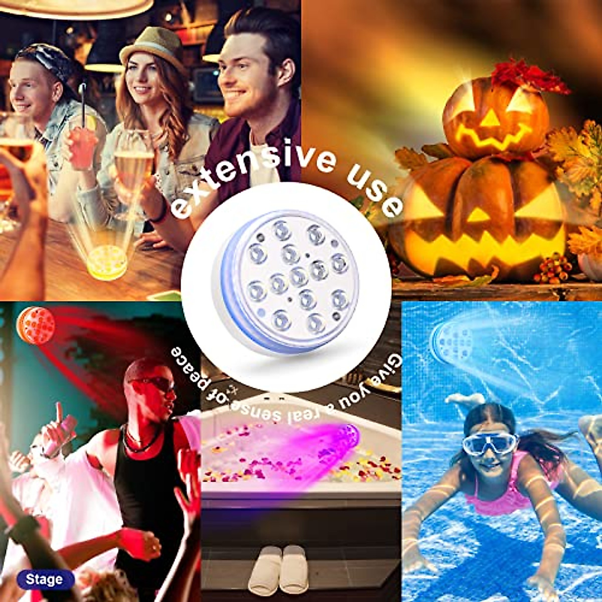 Submersible Swimming Pool Light 16 Colors Underwater led Lights Waterproof IP68 13 Super Bright LED with RF Remote Control Suitable for Pond Fountain Aquarium Flower Pot Garden Party (a pack of 1)