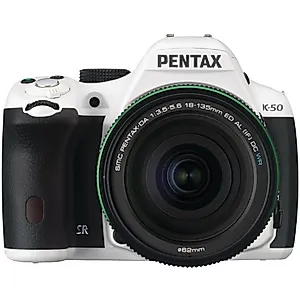 Pentax K-50 16MP Digital SLR Camera Kit with DA 18-135mm WR f3.5-5.6 Lens (White)