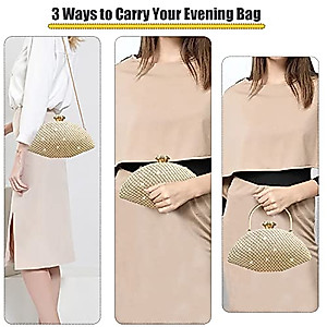 JIYIFOUHY Rhinestone Gold Clutch Purses for Women, Sparkly Rhinestone Evening Bag Bling Handbag Shoulder Bag with Detachable Chain Strap Handle for Wedding Party Prom