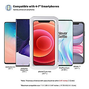 Oceavity Shower Phone Holder Waterproof 360° Rotation, Mirror/Wall Mount Phone Holder for Shower Bathroom Bathtub Kitchen, Universal Shower Accessories (White)