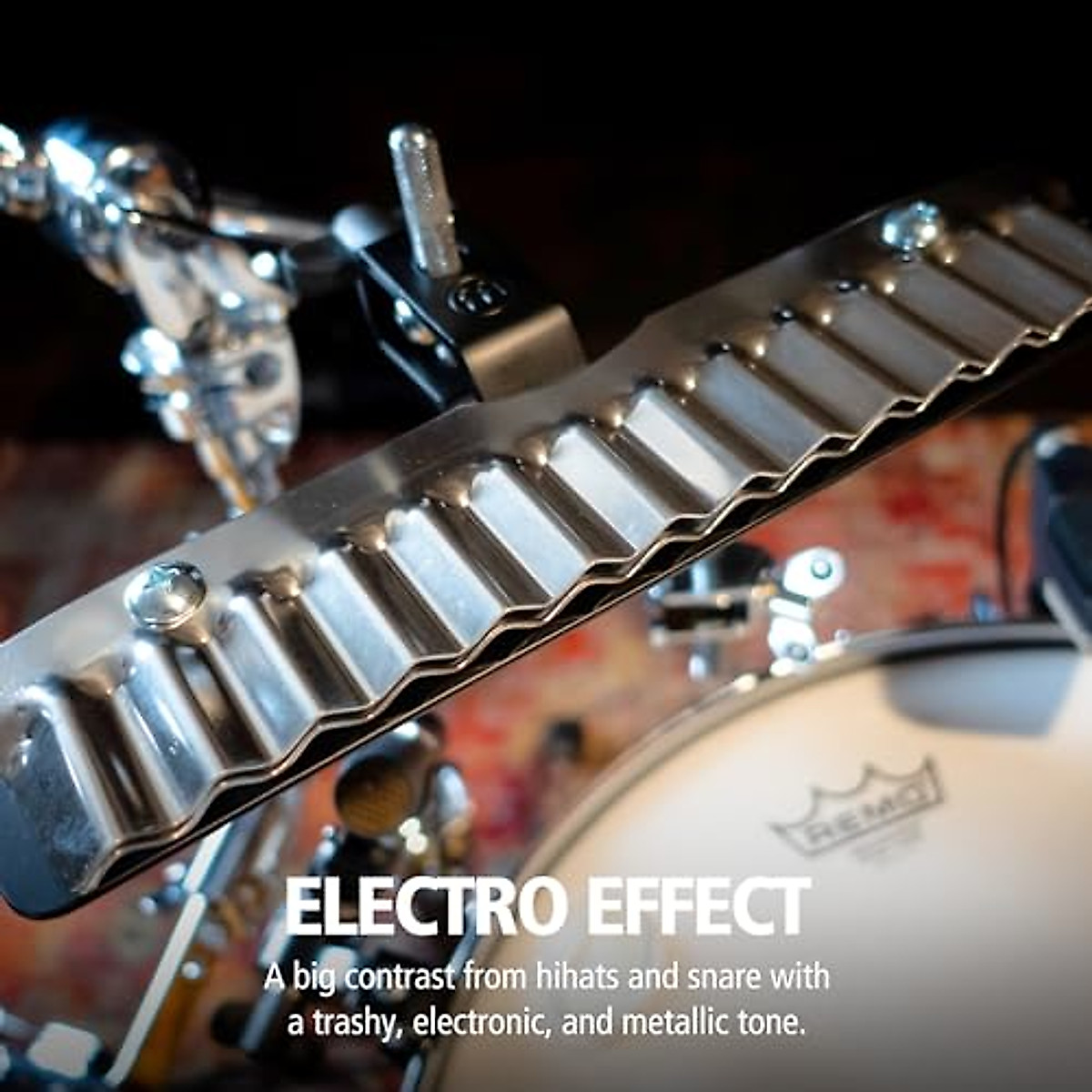 Meinl Percussion Crasher for Percussion Rigs and Drum Set, Large Size-NOT Made in China-Guiro Style Steel Playing Surface and Standard 3/8" Eye Bolt Mount, 2-Year Warranty, Long