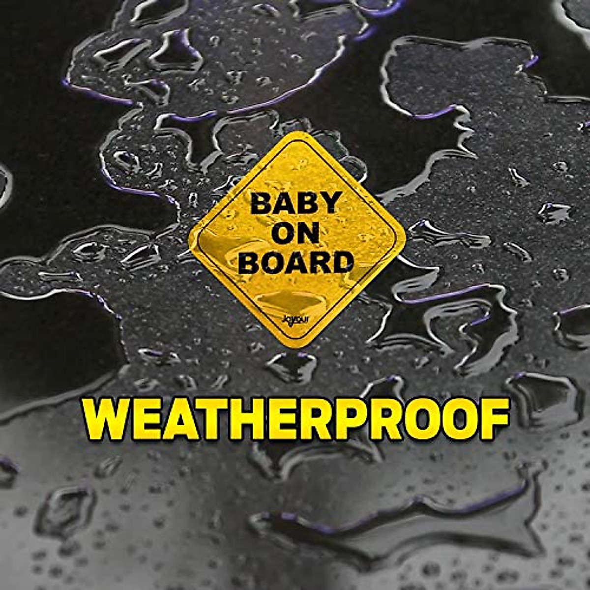 4 Pack - Reflective Safety Baby On Board Car Magnet Signs, 5x5 inch, Waterproof/Weatherproof, Golden Yellow