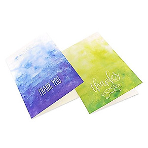 Blank Thank You Cards with Envelopes, Ombre Watercolor Designs (4x6 In, 48 Pack)
