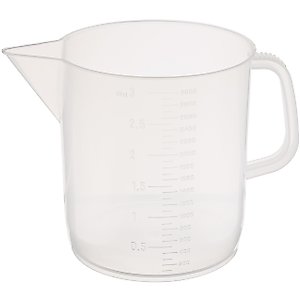 Globe Scientific 601159-1 Polypropylene Short Form Beaker with Handle, Molded Graduations, 3000mL Capacity, Each