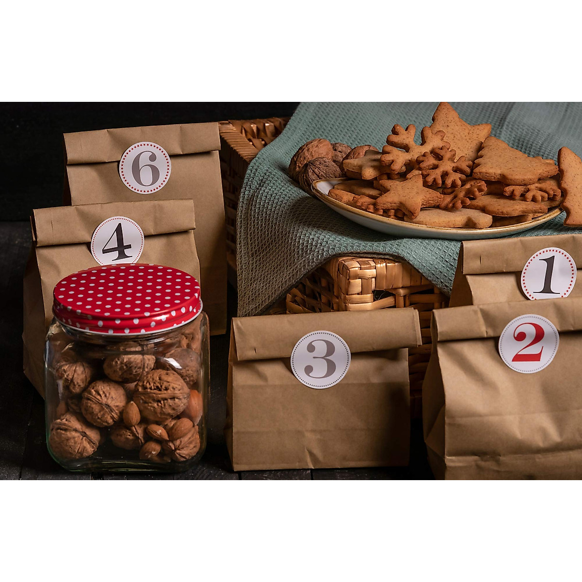 BagDream 4lb 5x2.95x9.45 Inches 100Pcs Kraft Paper Bags, Snack Bags, Bread Bag, Craft Bags, 100% Recycled Kraft Paper Brown Lunch Bags with White Dot