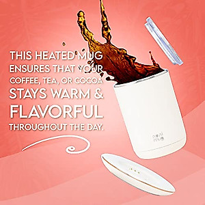 Temperature Control Smart Coffee Mug with Lid - Self Stirring Coffee Mug, Heated Coffee Mug Warmer Set for Desk Home Office 10oz