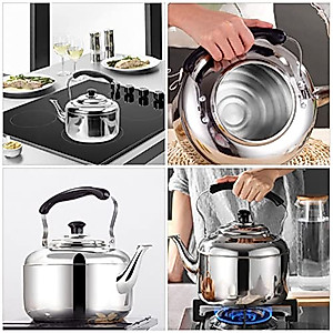 ERINGOGO 7 Liters Whistling Tea Kettle Stovetop, Stainless Steel Teapot Water Kettle with Fast Heating Base, Mirror Polished Camping Tea Maker for Gas, Induction