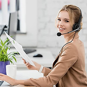 Voistek 3.5mm Phone Headset with Microphone Noise Cancelling & Call Controls, Computer Headphone with Microphone for PC iPhone Laptop Business Skype Softphone Call Center Office - Monaural