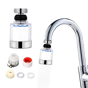 KALIONE 360 Rotating Faucet Water Filter, Removes Heavy Metals and Hard Water, Made of ABS and Stainless Steel, Easy to Install
