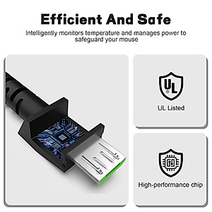 Alitutumao Viper Ultimate Braided Mouse Charging Cable USB Micro Cord Compatible with DeathAdder V2 Pro, Razer Naga Pro, Naga Pro 20000 DPI, Basilisk, Viper Ultimate Wireless Gaming Mouse