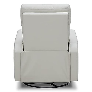 CHITA Genuine Leather Power Swivel Glider Recliner Chair,USB Charge Manual Headrest Double Layer Backrest Truck armrest Recliner Chair Sofa for Living Room and Nursery-Light Grey