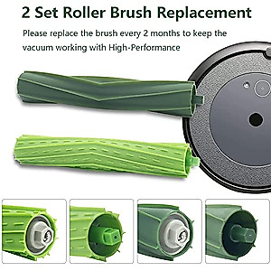 26 Replacement Parts for iRobot Roomba i7 i7+ i3 i3+ i4 i4+ i6 i6+ i8 i8+ j7 j7+/Plus E5 E6 E7 Robot Vacuum Accessories, 2 Multi-Surface Rubber Roller Brushes 8 Filters 8 Side Brushes 8 Vacuum Bags
