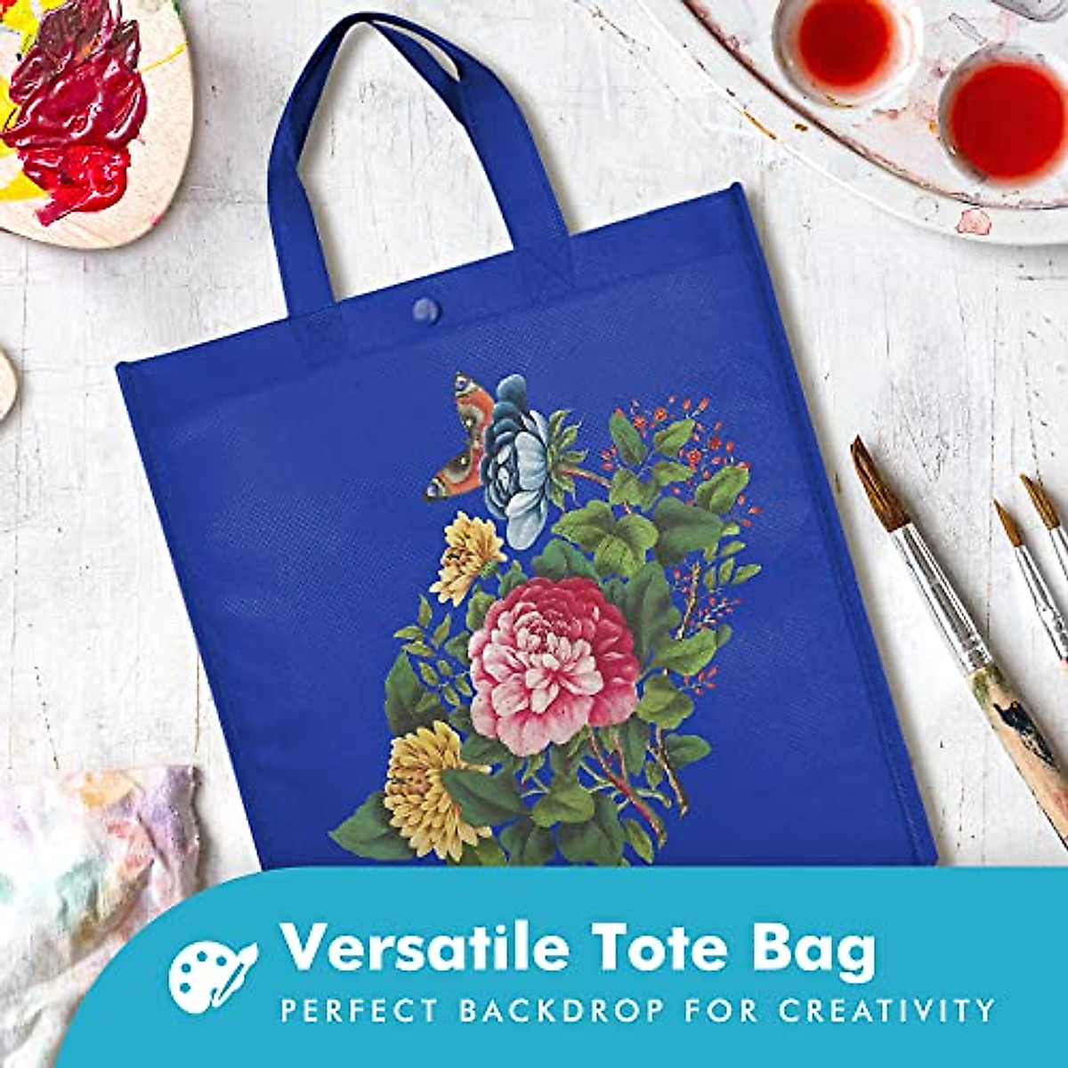 Simply Green Solutions - Reusable Grocery Bags, Durable Large Tote Bags, Shopping Bags for Groceries, Utility Tote, Reusable Gift Bags With Handles, 14 x 16.5 x 6, Pack of 10, Royal Blue