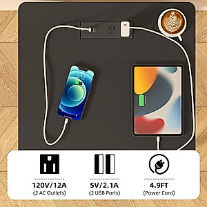 GYIIYUO Nightstands Set of 2 with Charging Station and Fabric Storage Drawer,16.5" x 15.8" Side Table with Storage for Bedroom, Bedside Tables with Steel Fram, Black