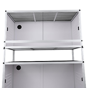 PVC Reptile Enclosure 48 * 24 * 24" Space Efficient Large Reptile Terrarium Habitat 120 Gallon for Bearded Dragon Gecko Lizard Snake, Wide Vivarium with Sliding Doors Lock (2pcs-White Panels)