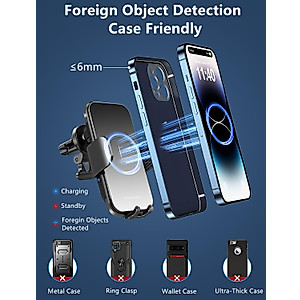 Wireless Car Charger for Samsung Galaxy Z Flip, 15W Charging [AUTO Moving Coil], Dash Air Vent Auto-Clamping Car Phone Holder Charger Mount Wireless Charging for iPhone 15/14/13, Galaxy Z Flip 5/4/3