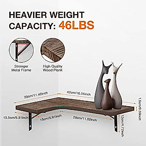 Corner Floating Shelves Set of 4, Rustic Corner Shelf Wall Mounted Organizer Displays Storage Rack, Wood Wall Shelf for Bedroom Kitchen Living Room Bathroom Office