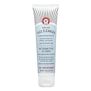 First Aid Beauty Pure Skin Face Cleanser, Sensitive Skin Cream Cleanser with Antioxidant Booster, 5 oz.